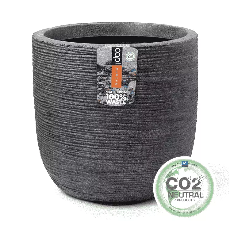Capi Pot Bol Waste Rib 35x34cm - Terrazzo - Top Tuincentrum