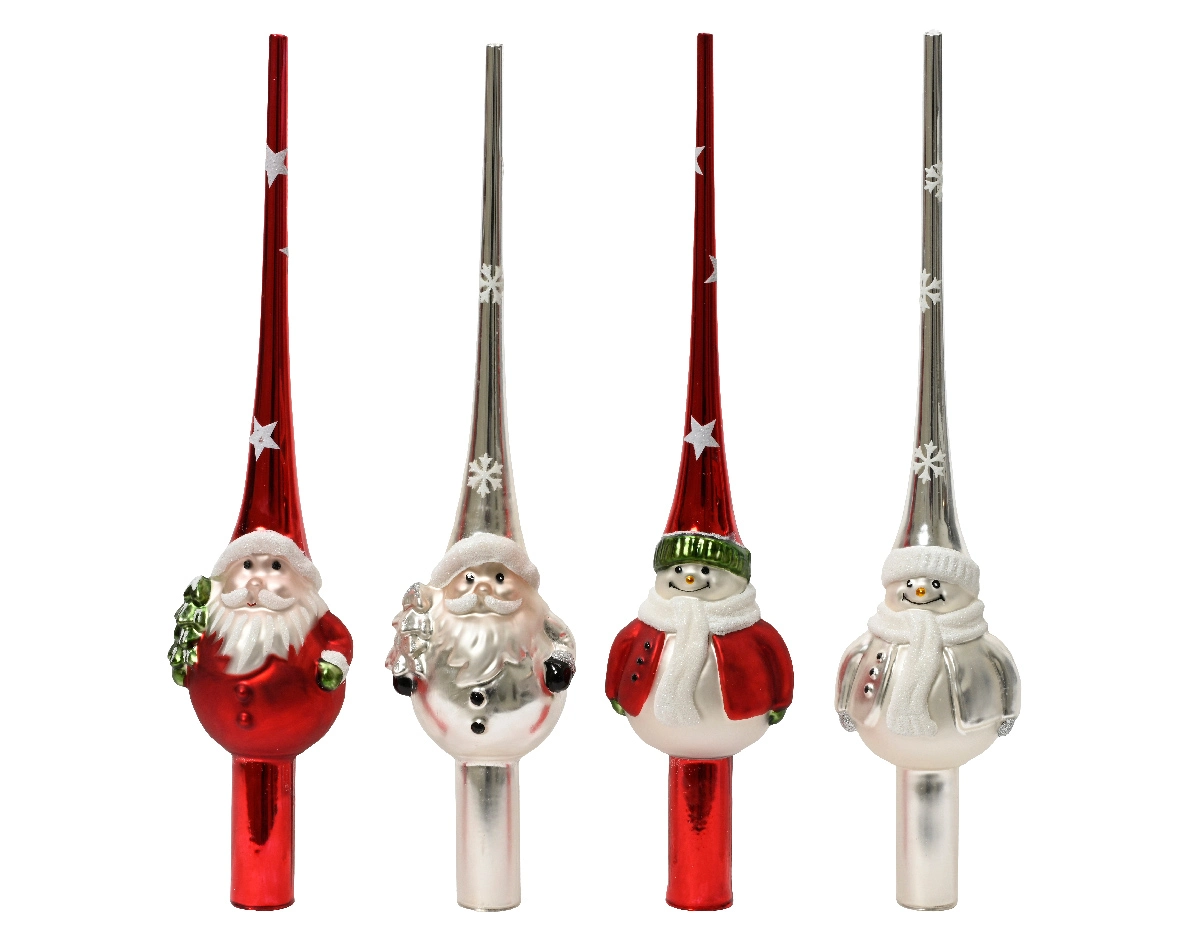 Decoris Piek glas kerstman / sneeuwpop 5.5x25cm - 1 stuk - Top Tuincentrum