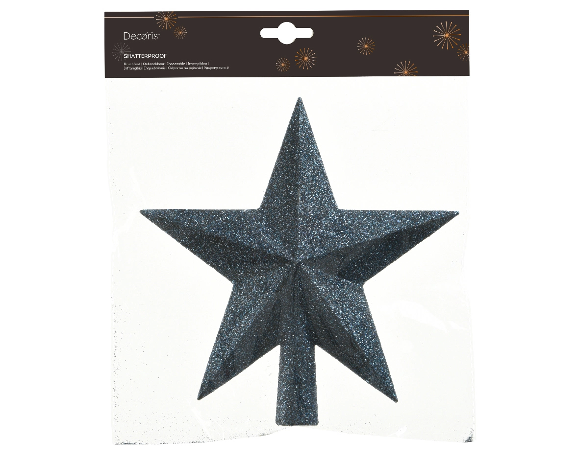 Decoris Piek kunststof 4x19cm ster glitter blauw - Top Tuincentrum