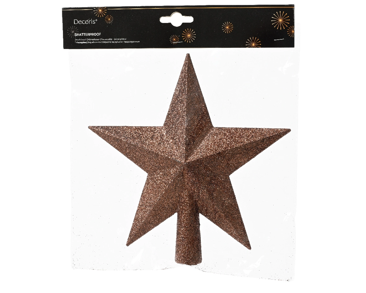 Decoris Piek Kunststof espresso met glitters 4.2x19x19cm - Top Tuincentrum