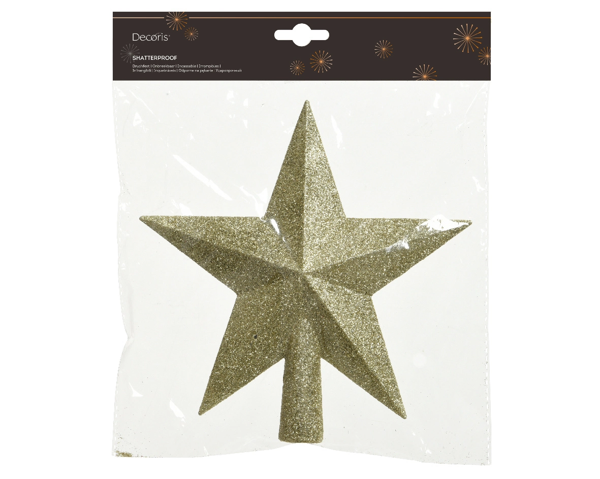 Decoris Piek Kunststof Goud met glitters 4.2x19x19cm - Top Tuincentrum