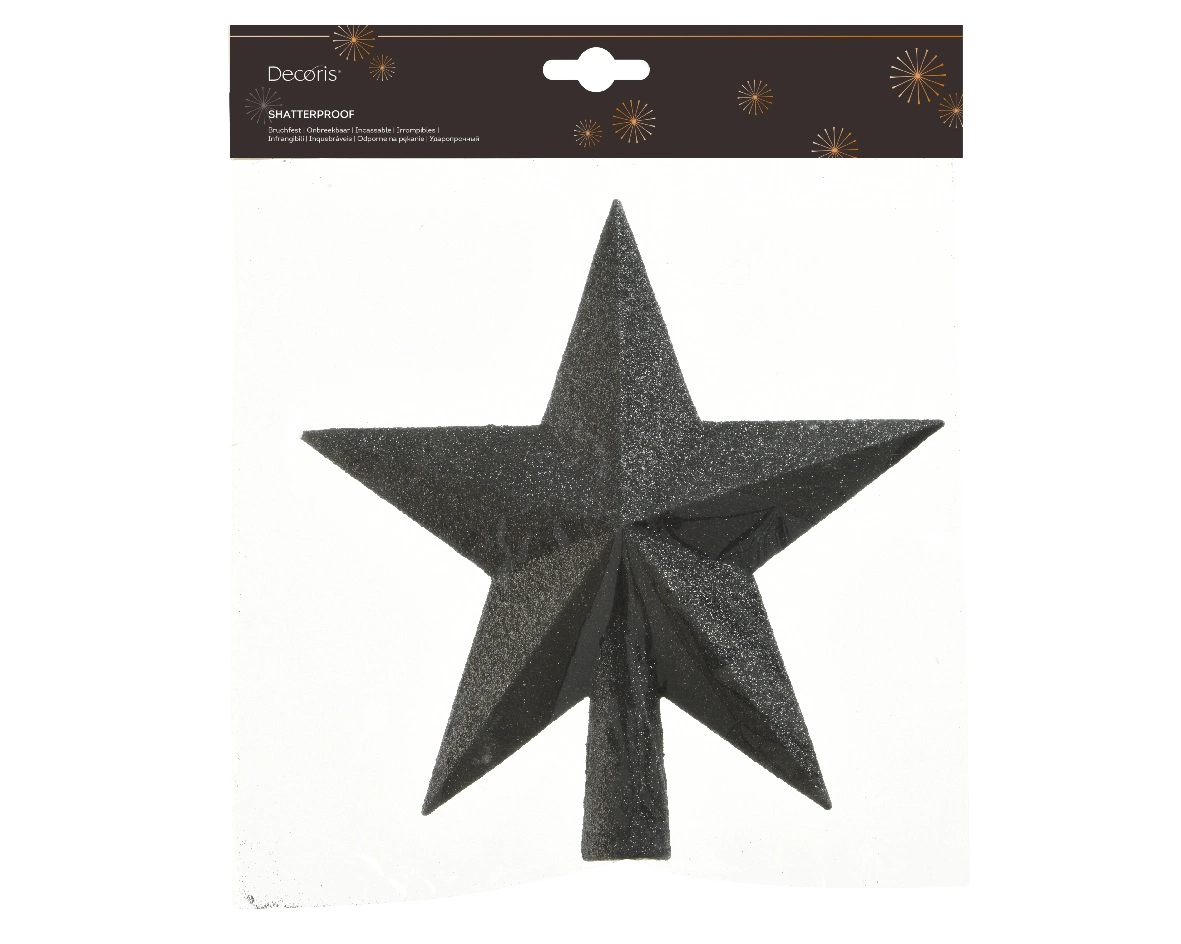 Decoris Piek Kunststof zwart met glitters 4.2x19x19cm - Top Tuincentrum