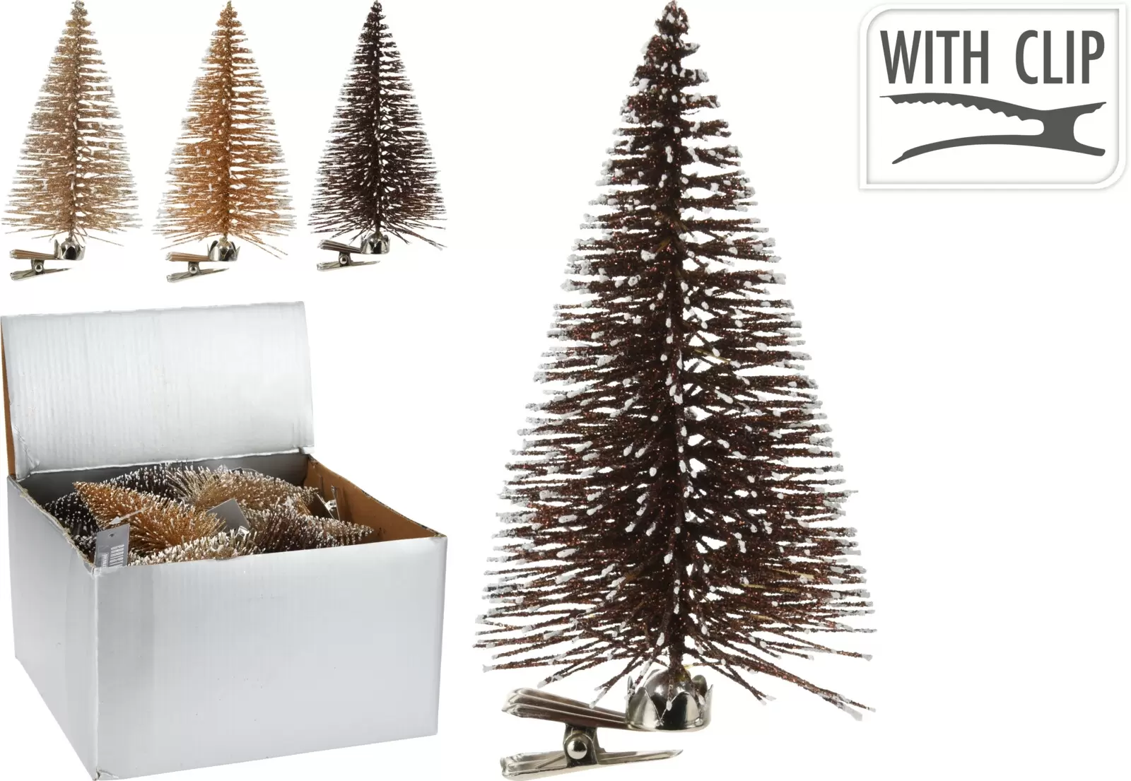 Element Kerstboom op knijper 10cm 3 assorti - Goud, Roze, Rood - 1 stuk ...