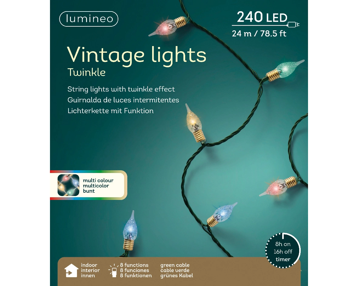 Lumineo 240 Led vintage verlichting 24cm multi - Top Tuincentrum