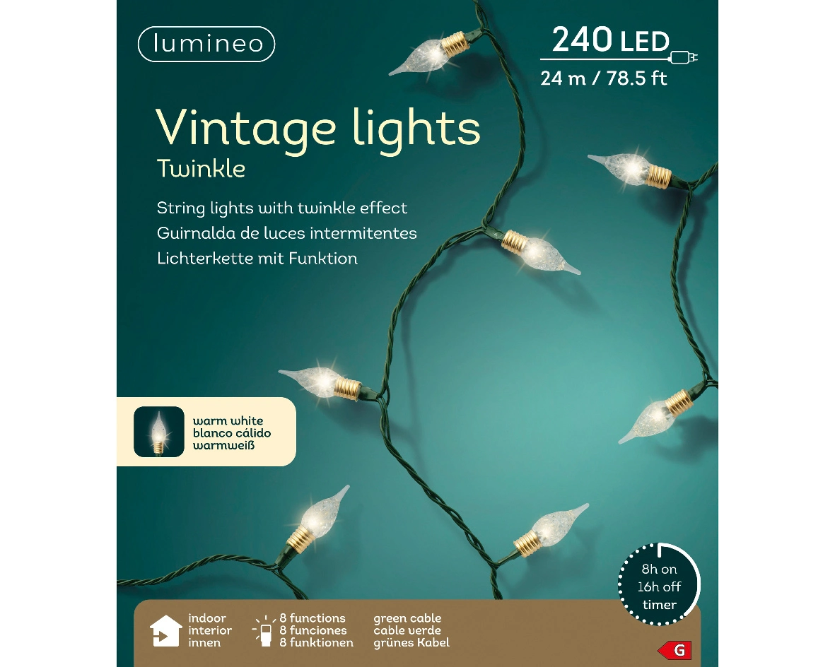 Lumineo 240 Led vintage verlichting 24m warm wit - Top Tuincentrum