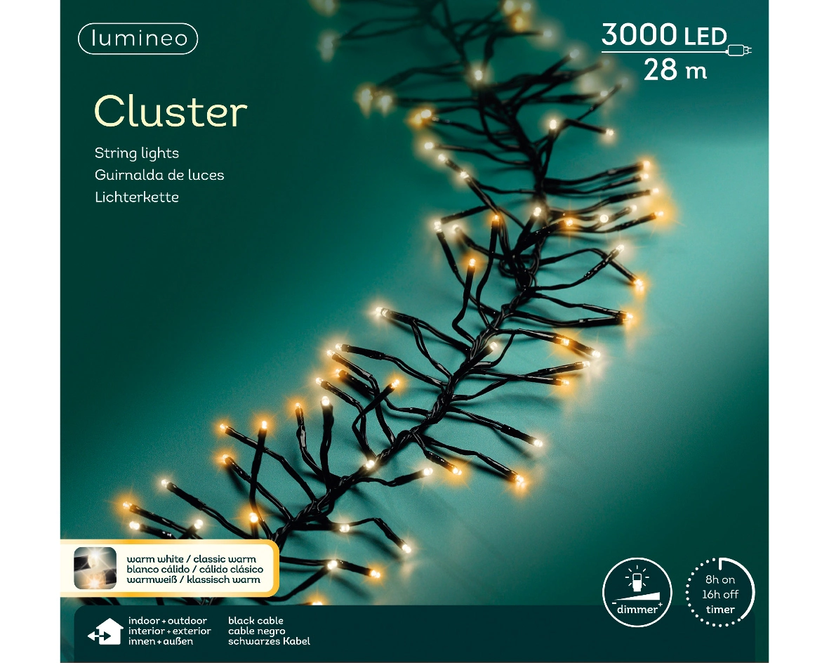 Lumineo Clusterverlichting 28m 3000led Warm wit/ Klassisk warm - Top ...