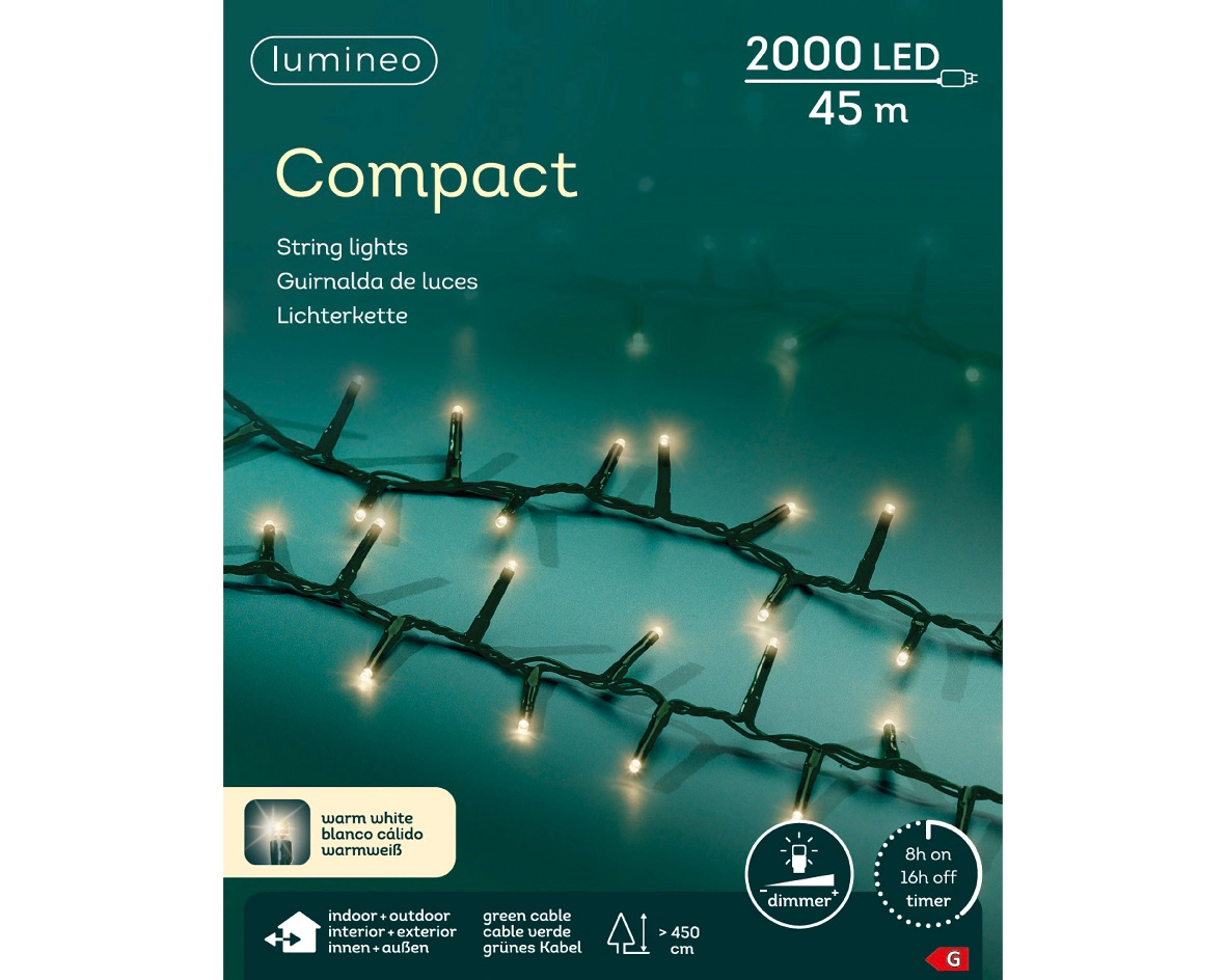 Lumineo Compact ricelights 2000LED 45m warm wit - Top Tuincentrum