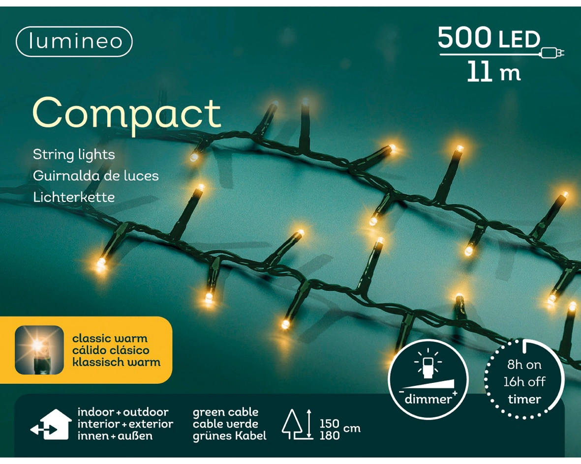 Lumineo Compact ricelights 500LED 11m klassiek warm - Top Tuincentrum
