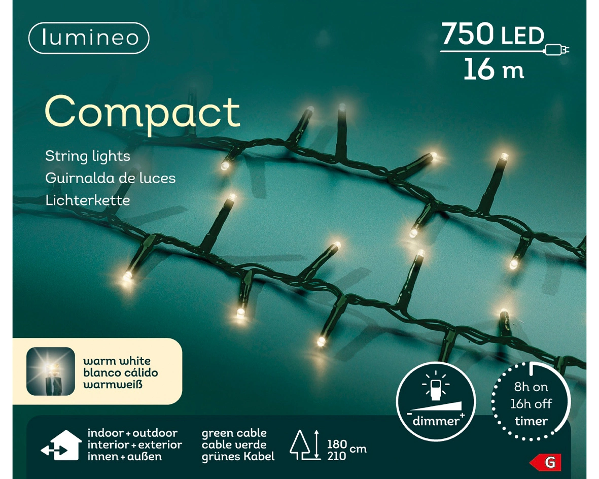 Lumineo Compact ricelights 750LED 16m warm wit - Top Tuincentrum