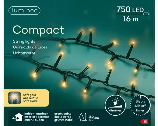 Lumineo led compact 16m-750l groen/soft gold - Top Tuincentrum