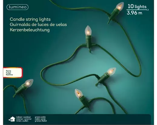 Lumineo snoerverlichting Vlam - 4 m - Warm wit - Top Tuincentrum